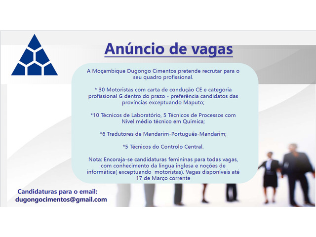 A Dugongo Cimentos tem (56) Vagas abertas nesta Quarta Feira 16/03/2022 ...